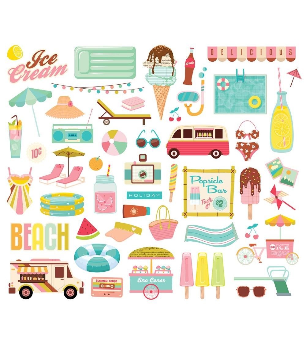 Simple Stories - Retro Summer - Foam Stickers